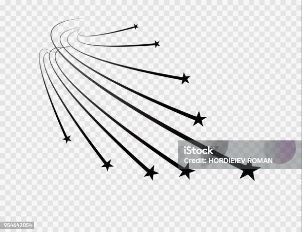 Abstrait Étoile Filante Vector Noir Étoile Filante Avec Élégante Star Trail Sur Fond Blanc
