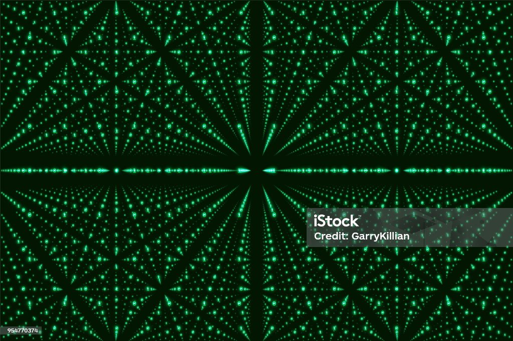 Vector Infinity Data Matrix Visualization Green Big Data Structure With Binary Numbers Lattice