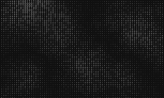 Vector Abstract Big Data Visualization Grayscale Data Flow As Binary Numbers Strings Computer