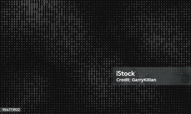 Vector Abstract Big Data Visualization Grayscale Data Flow As Binary Numbers Strings Computer