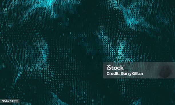 Vektor Abstrak Visualisasi Big Data Cyan Bersinar Aliran Data Sebagai