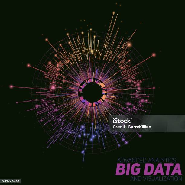 Vektor Abstrak Warnawarni Putaran Visualisasi Big Data Desain