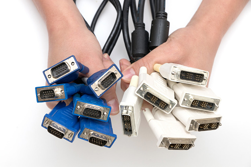 Dvi 및 Vga 케이블 그래픽 사용자 인터페이스에 대한 스톡 사진 및 기타 이미지 그래픽 사용자 인터페이스 기술자 다양