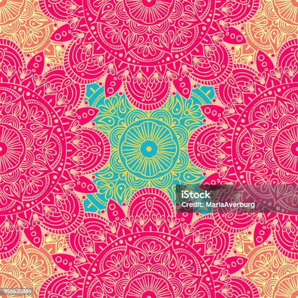 Pola Etnis Mulus Dengan Motif Bunga Mandala Bergaya Cetak Template