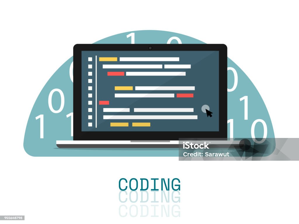 Programmer Coding Binary Computer Isometric Flat Vector Stock Illustration Download Image Now