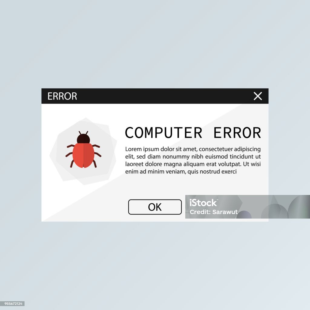 Computer Bug Error Notification Popup Vector Stock Illustration Download Image Now Alertness