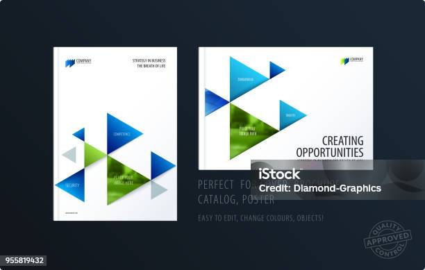 Templat Segitiga Desain Brosur Set Abstrak Modern Berwarnawarni Laporan