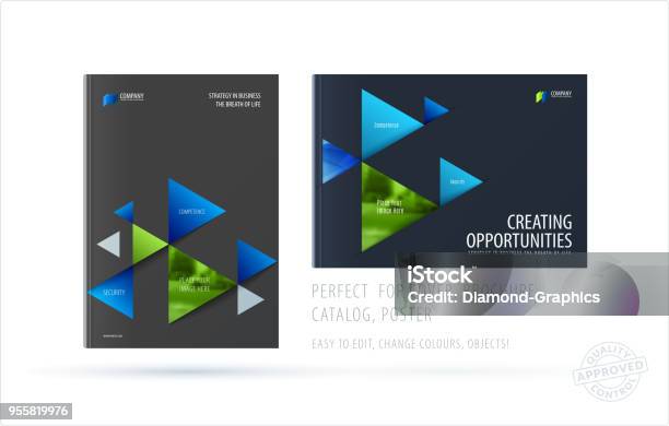 Templat Segitiga Desain Brosur Set Abstrak Modern Berwarnawarni Laporan