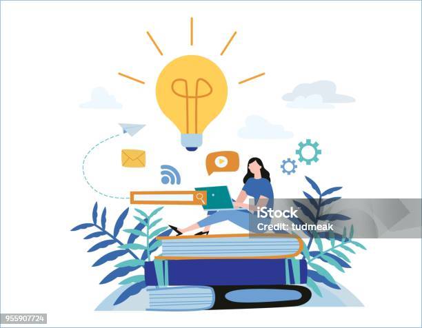 Bilgi Online Illüstrasyon Vektör Uzaktan Eğitim Kavramı Video Özel ... Bilgi Online Illüstrasyon Vektör Uzaktan Eğitim Kavramı Video Özel ...