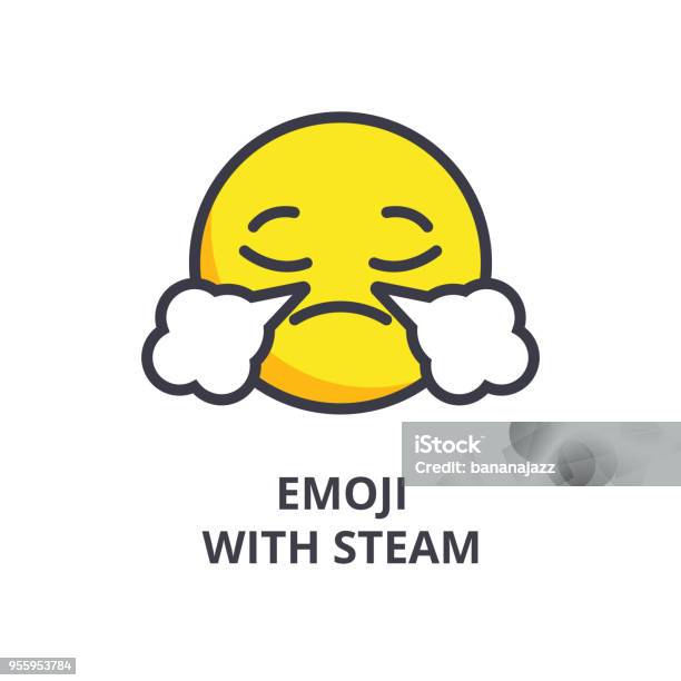 Emoji 증기 Emoji 벡터 라인 아이콘 기호 그림 배경 편집 가능한 선 Brand Name Online Messaging