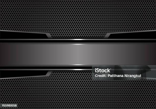 Spanduk Logam Hitam Abuabu Abstrak Pada Hexagon Mesh Desain Modern