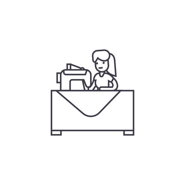 60 Young Woman Sewing Machine Stock Illustrations Royalty Free Vector