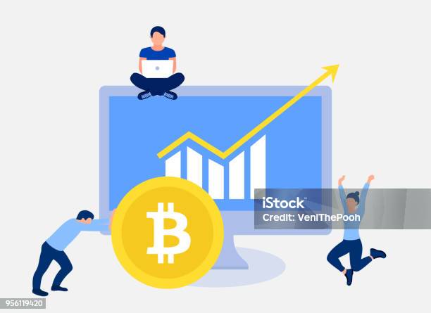 Bitcoin 성장 개념입니다 경제에 대한 스톡 벡터 아트 및 기타 이미지 경제 그래프 금 금속 Istock