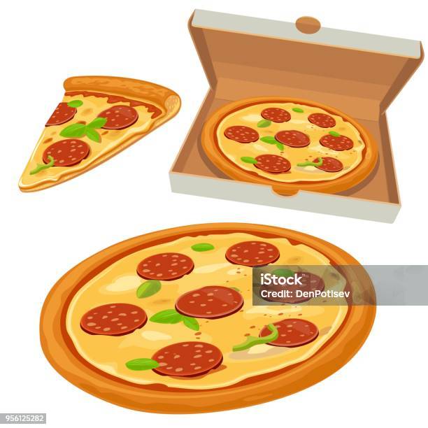 Seluruh Pizza Dan Irisan Pizza Pepperoni Dalam Kotak Putih Terbuka ... Seluruh Pizza Dan Irisan Pizza Pepperoni Dalam Kotak Putih Terbuka ...