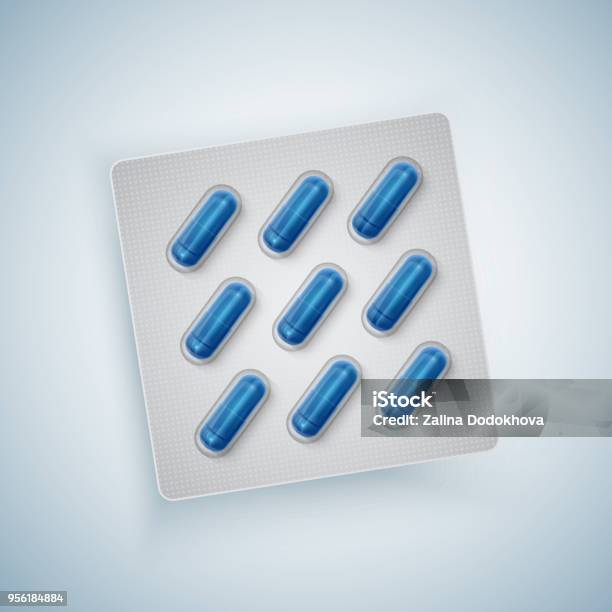 Kapsul Dan Pil Dalam Paket Blister Baru Produk Medis Vektor Realistis