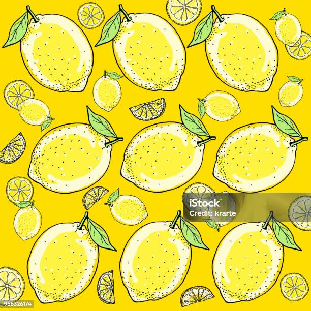 Menggambar Latar Belakang Buah Lemon Ilustrasi Stok Unduh Gambar