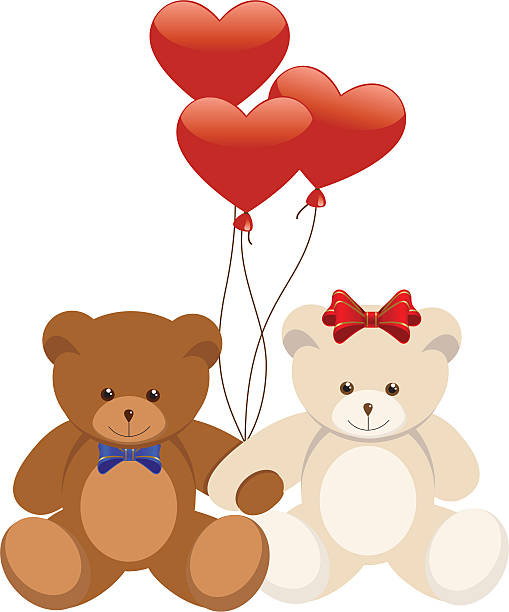 20 Cartoon Of Two Teddy Bears Hugging Each Other Stock Illustrations
