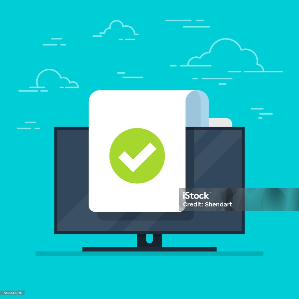 Ikon Vektor Dokumen Dan Tanda Centang Pada Latar Belakang Monitor ... Ikon Vektor Dokumen Dan Tanda Centang Pada Latar Belakang Monitor ...
