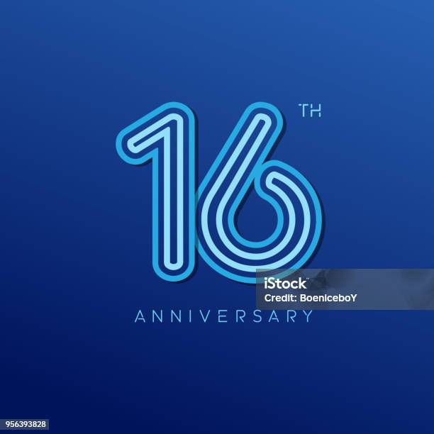 16 Jaar Verjaardag Viering Logo Verjaardagslogo Met Blauwe Lijnkleur ... 16 Jaar Verjaardag Viering Logo Verjaardagslogo Met Blauwe Lijnkleur ...