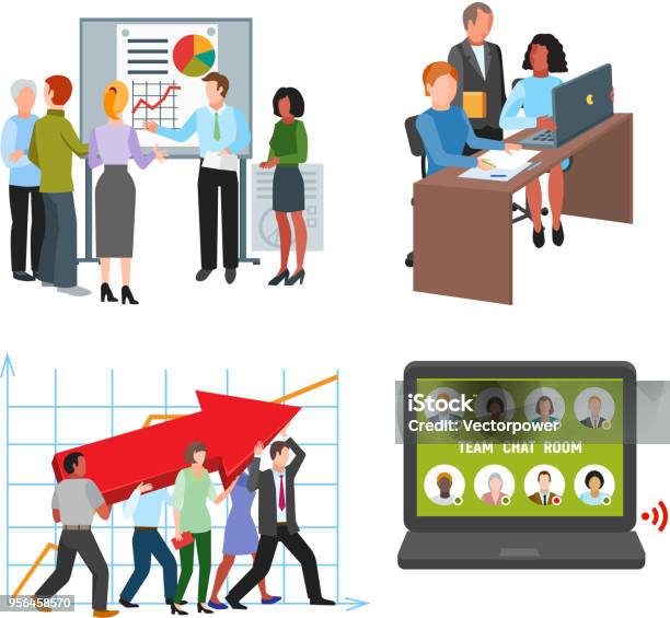 Kerja Tim Konsep Bisnis Manajemen Orang Simbol Karakter Desain