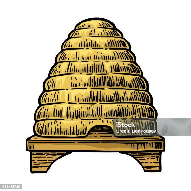 Beehive Vector Vintage Engraved Illustration Stock Illustration ... Beehive Vector Vintage Engraved Illustration Stock Illustration ...