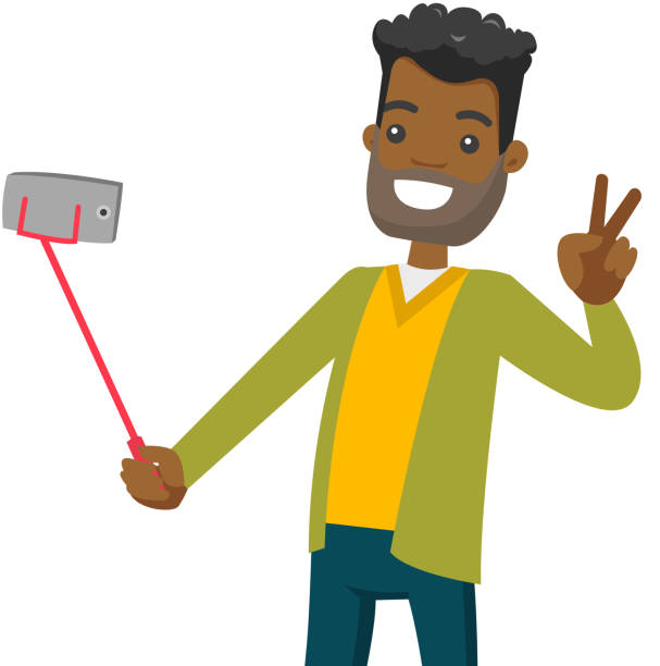 240 Black Young Man Holding Phone Stock Illustrations Royalty Free