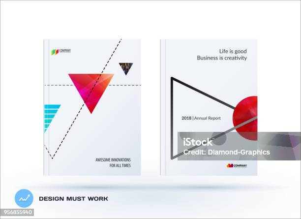 Templat Segitiga Desain Brosur Set Abstrak Modern Berwarnawarni Laporan