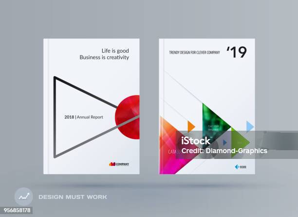 Templat Segitiga Desain Brosur Set Abstrak Modern Berwarnawarni Laporan