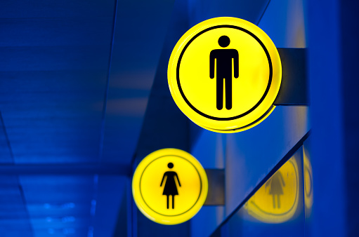 Male Female Toilet Restroom Sign Man And Woman Equality Concept Copy