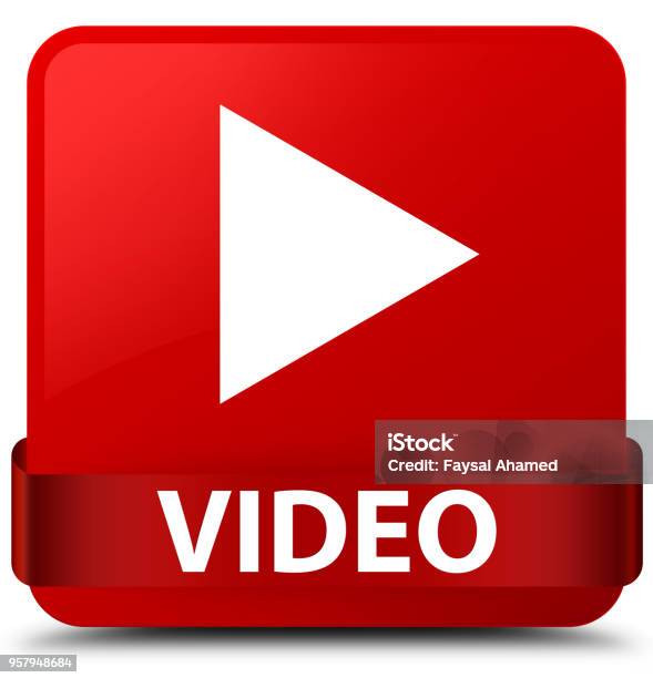 Ilustración De Vídeo Cinta De Plaza Roja Botón Rojo En Medio Y Más