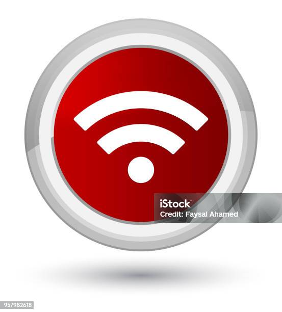 Wifi 아이콘 프라임 레드 라운드 버튼 0명에 대한 스톡 벡터 아트 및 기타 이미지 0명 미국 빨강 Istock