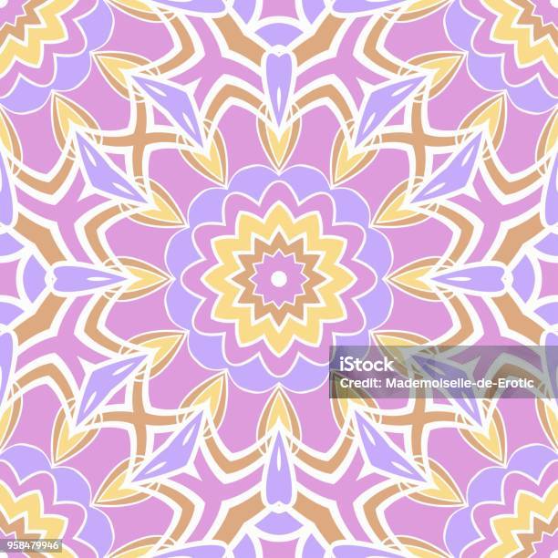 Pola Bunga Mulus Dengan Ornamen Gaya Modern Pada Latar Belakang Warna