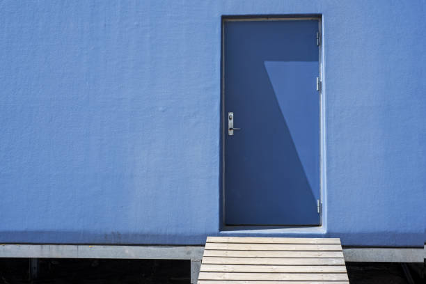 Free Stock Photo of Blue Building With Black Door and Windows ...