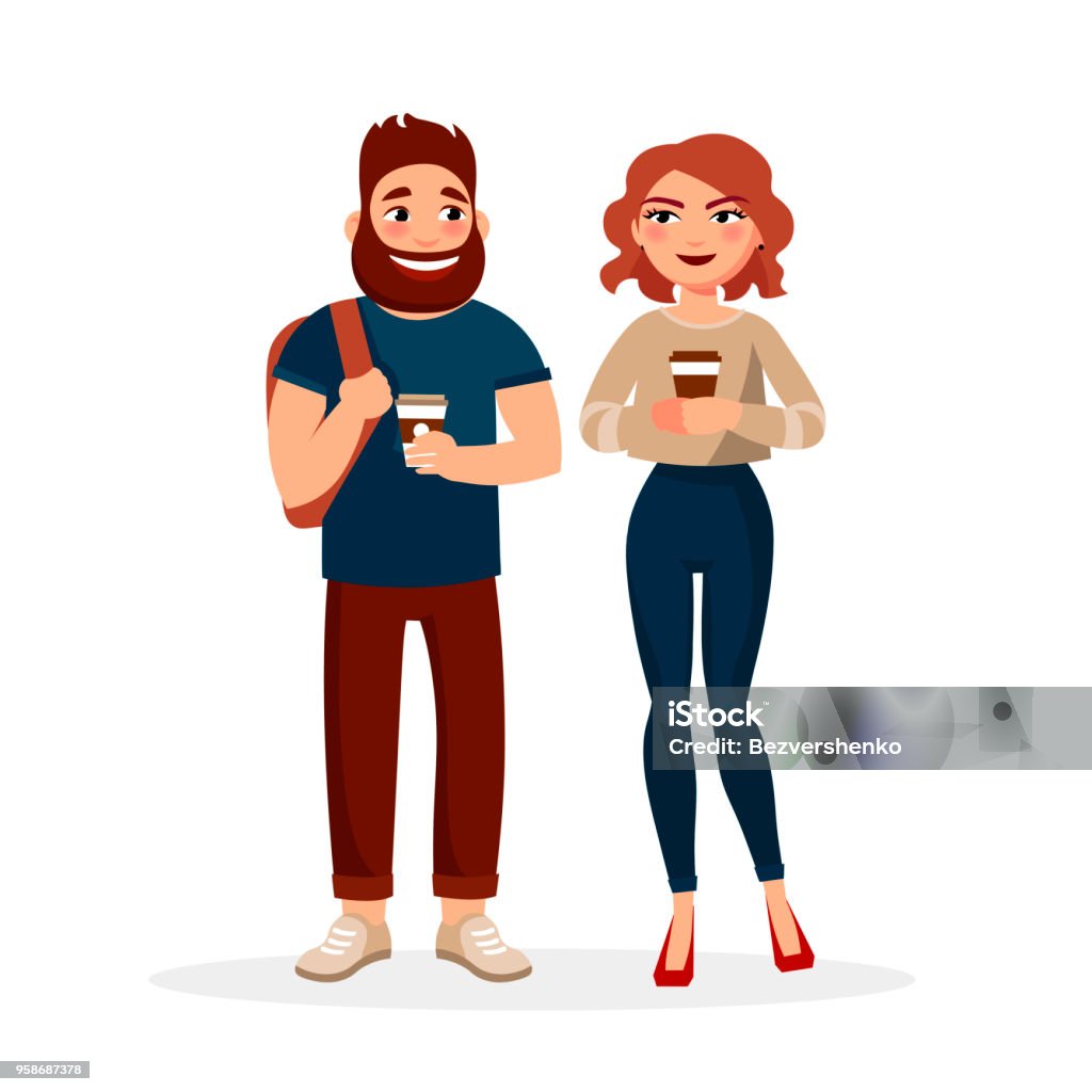 Junge Menschen Treffen Und Kaffeetrinken Im Freien Zwei Studenten ... Junge Menschen Treffen Und Kaffeetrinken Im Freien Zwei Studenten ...