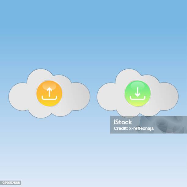 Unduhan Dan Unggah Awan Ikon Dari Awan Data Ilustrasi Stok Unduh