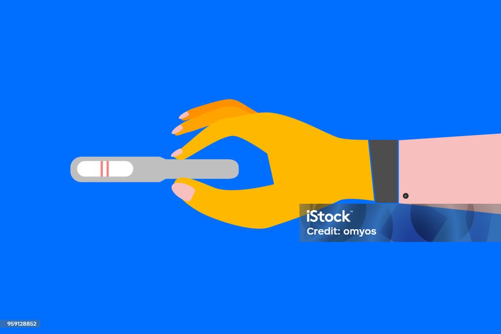 Hand Holding Pregnancy Test Pack Positive Result Stock Illustration