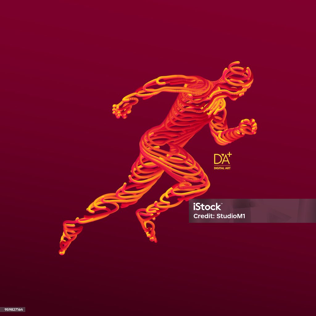 Pria Lari Lambang Untuk Maraton Dan Jogging Model 3d Dari Ilustrasi