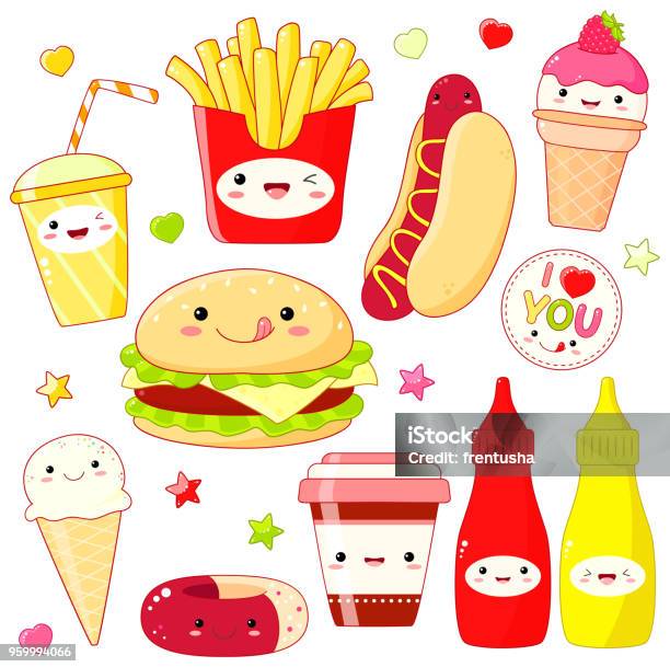 Set Ikon Makanan Lucu Dalam Gaya Kawaii Ilustrasi Stok - Unduh Gambar ... Set Ikon Makanan Lucu Dalam Gaya Kawaii Ilustrasi Stok - Unduh Gambar ...