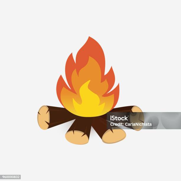 Unggun Kartun Vektor Terisolasi Pada Latar Belakang Putih Ilustrasi