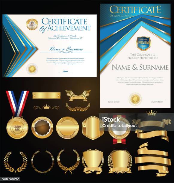 Collection Of Certificate Badges Labels Shields And Laurels Stock ... Collection Of Certificate Badges Labels Shields And Laurels Stock ...
