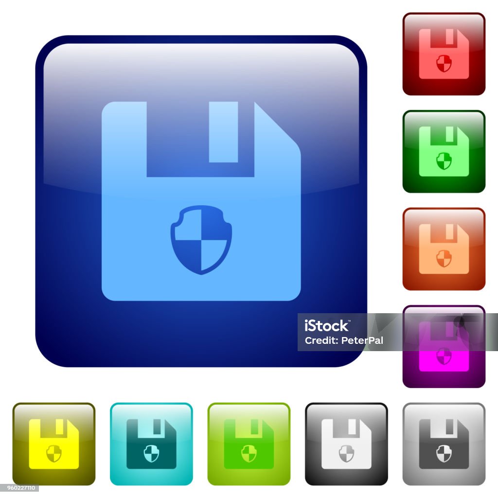 Protect File Color Square Buttons Stock Illustration Download Image