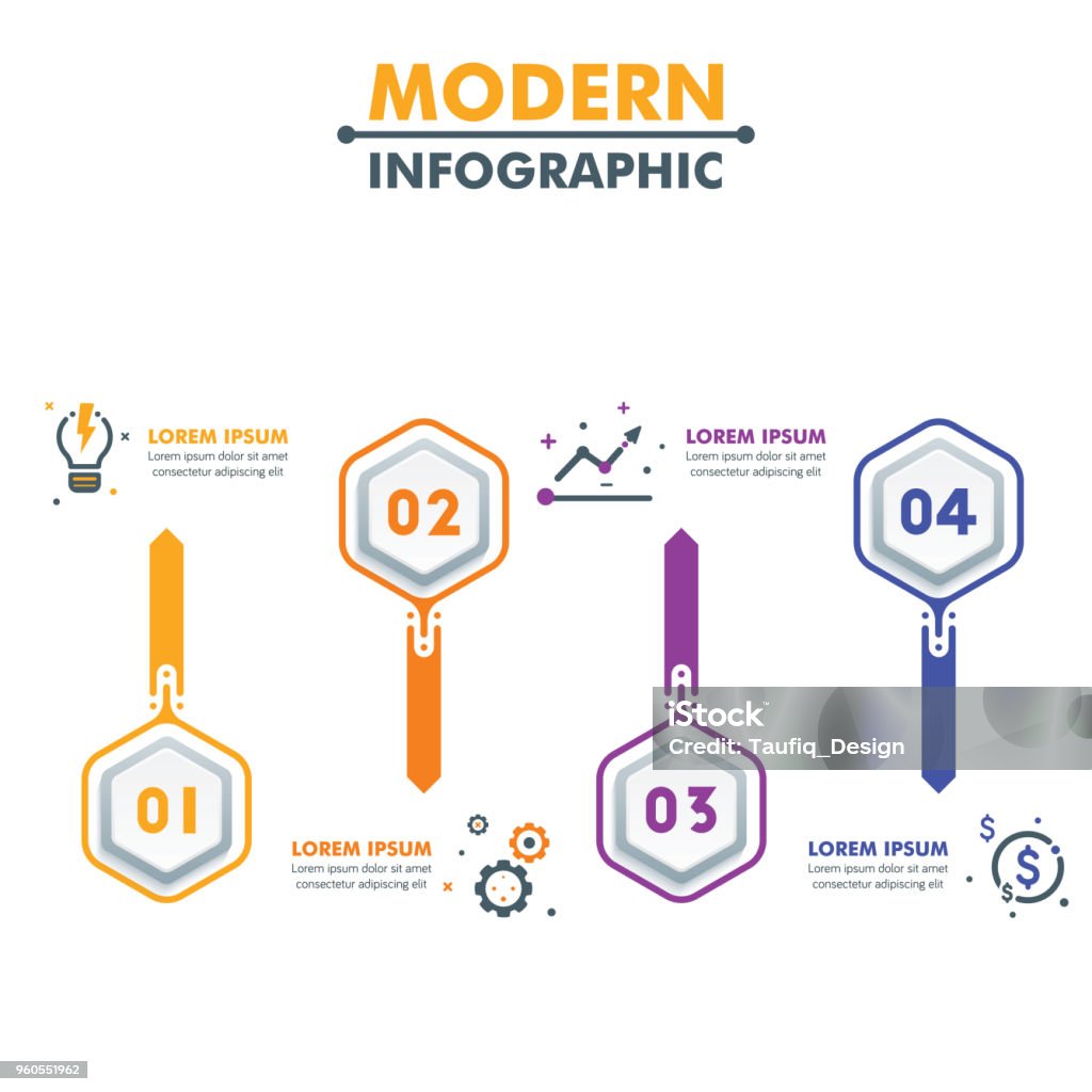 Template Infografis Bisnismodern Infografis Heksagonal Desain Garis