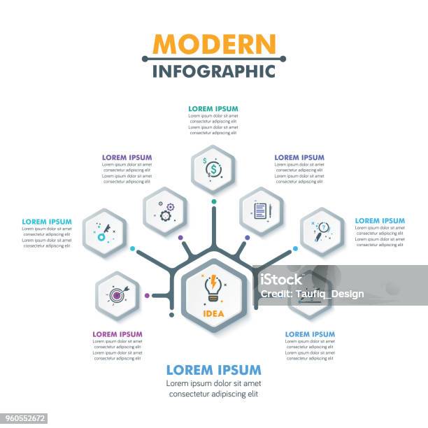 Template Infografis Bisnismodern Infografis Heksagonal Desain Garis