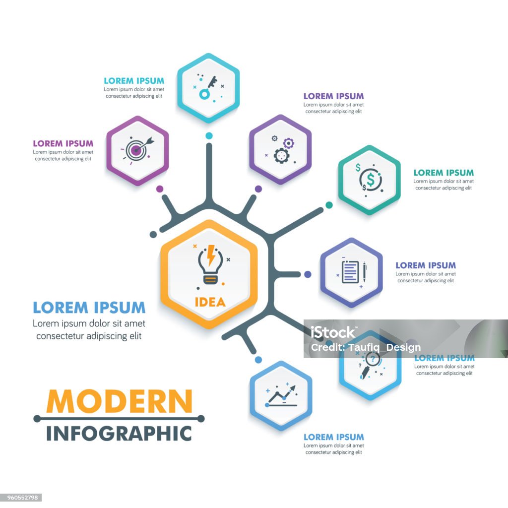 Template Infografis Bisnismodern Infografis Heksagonal Desain Garis