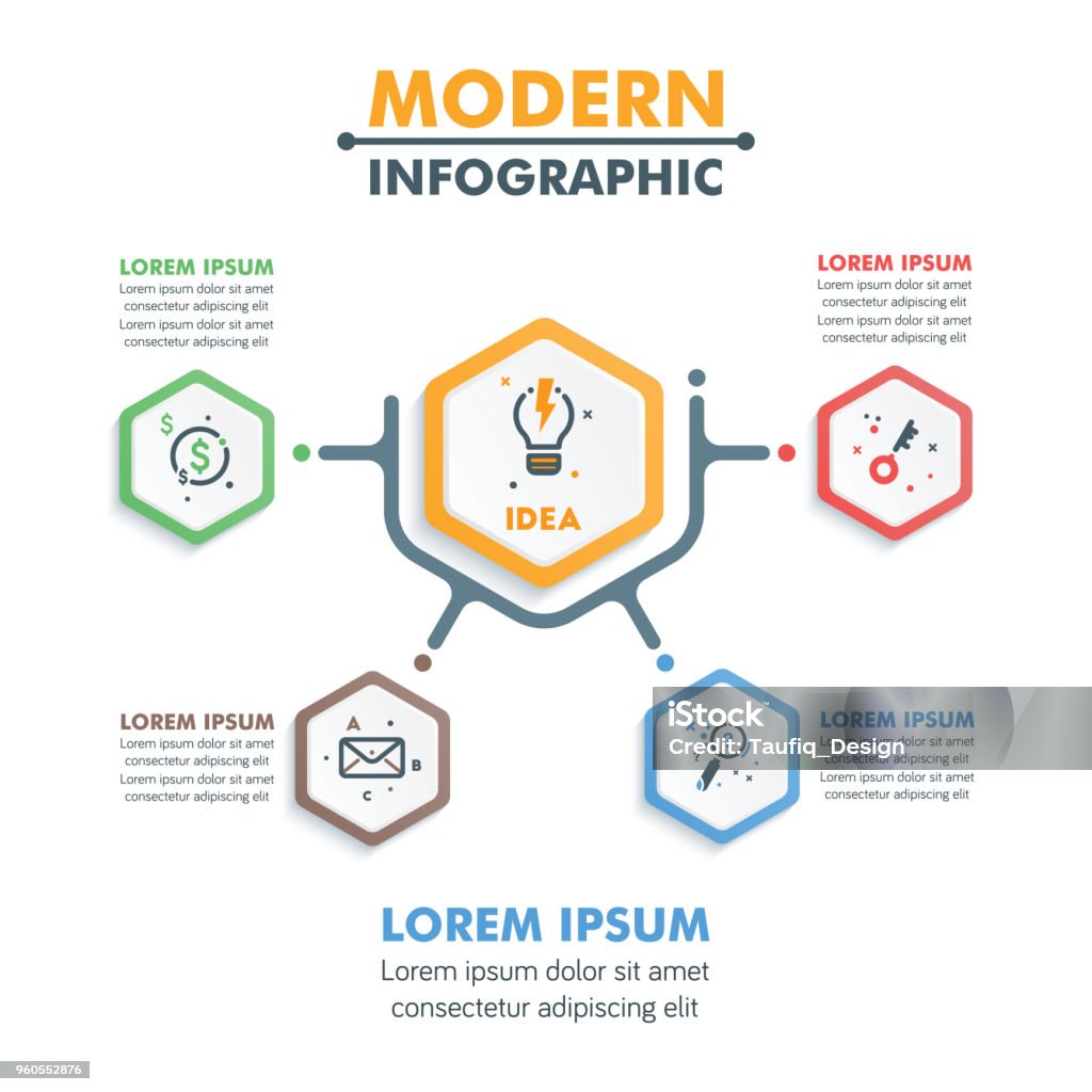 Template Infografis Bisnismodern Infografis Heksagonal Desain Garis