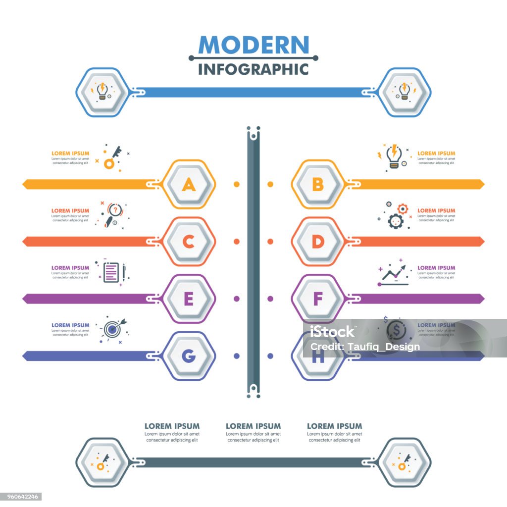 Template Infografis Bisnismodern Infografis Heksagonal Desain Garis