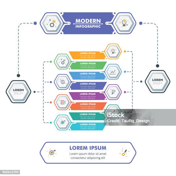 Template Infografis Bisnismodern Infografis Heksagonal Desain Garis