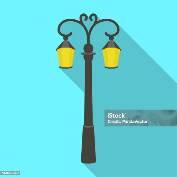 Lampadaires En Style Rétro Lampadaire Simple Icône Dans Plat Style
