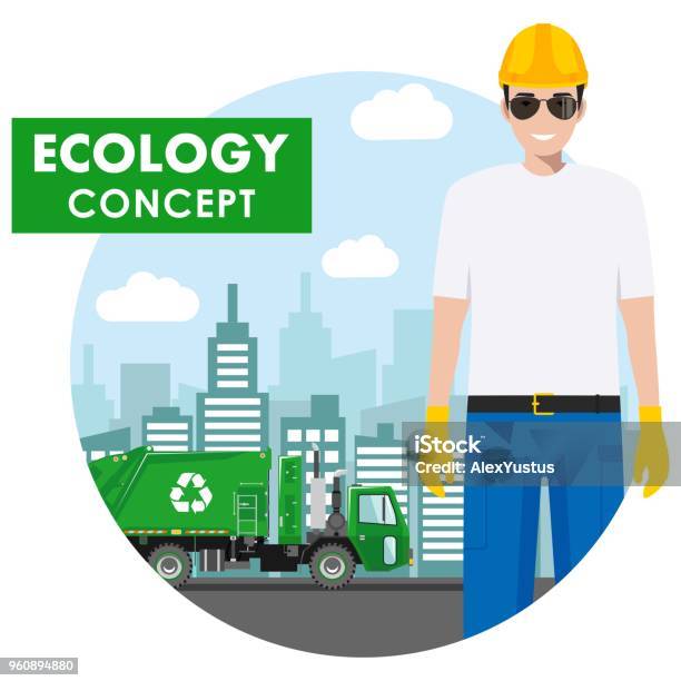 Concept De Lécologie Illustration Détaillée Déboueur En Uniforme Et