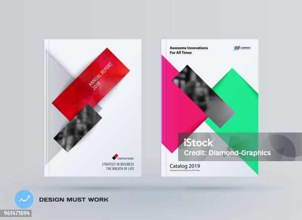 Templat Persegi Panjang Desain Brosur Set Abstrak Modern Berwarnawarni